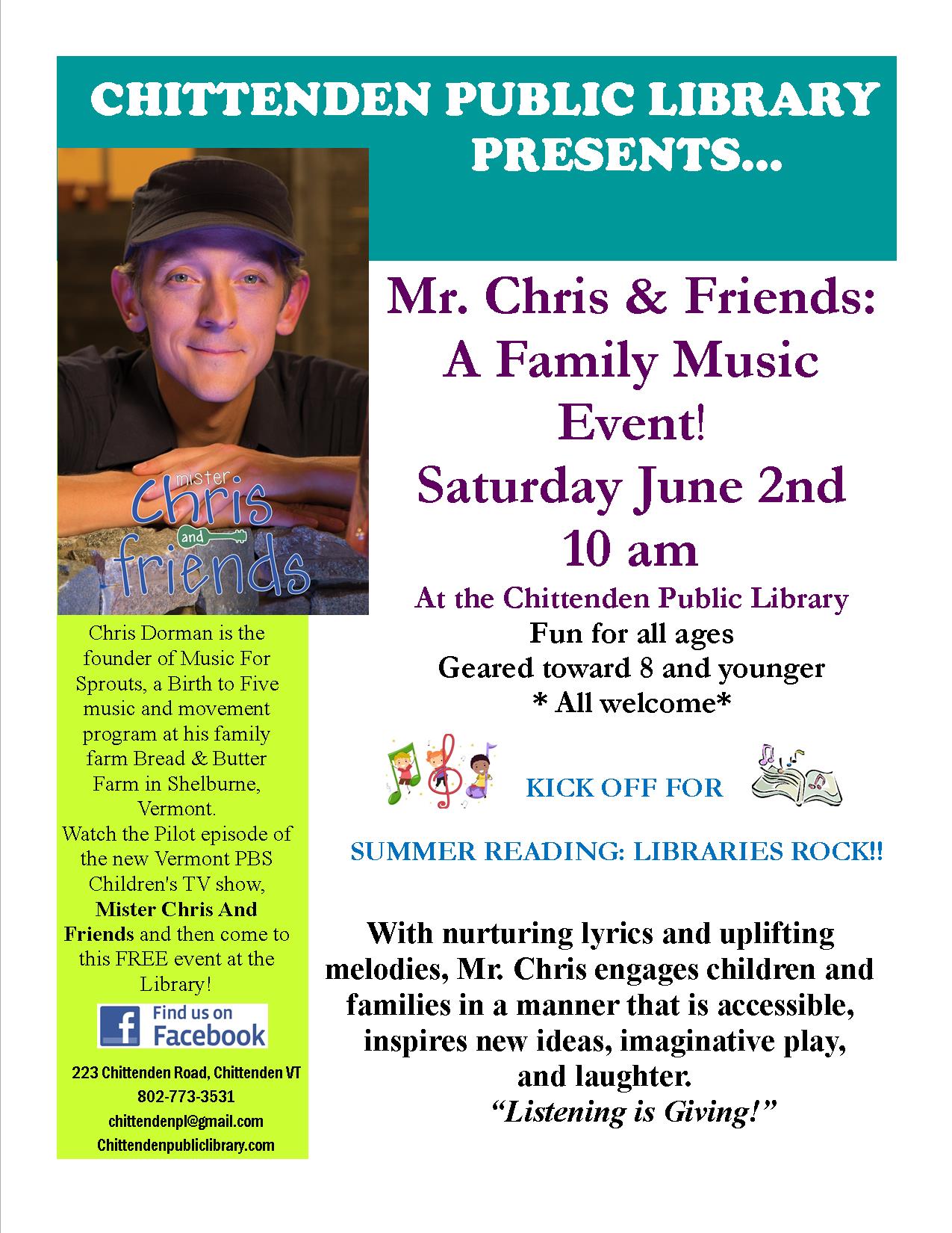 Kick Off for Summer Reading … A Morning of Music! | Chittenden Public ...
