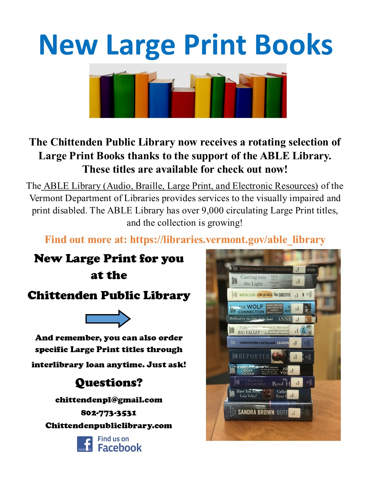 Large Print books from Able Nov 2021 | Chittenden Public Library